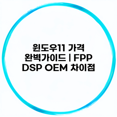 윈도우11 가격 완벽가이드 | FPP DSP OEM 차이점